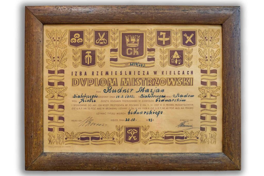 Dyplom Mistrzowski Budner Marjan, bednarz – 1943 r. - Cyfrowe Muzeum ...